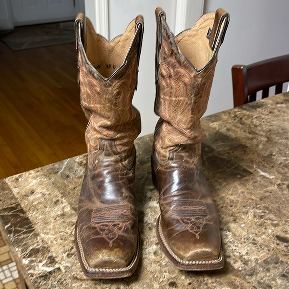 Shoes | Mens Size 1 Cowboy Boots Genuine Leather Brown Distressed ...